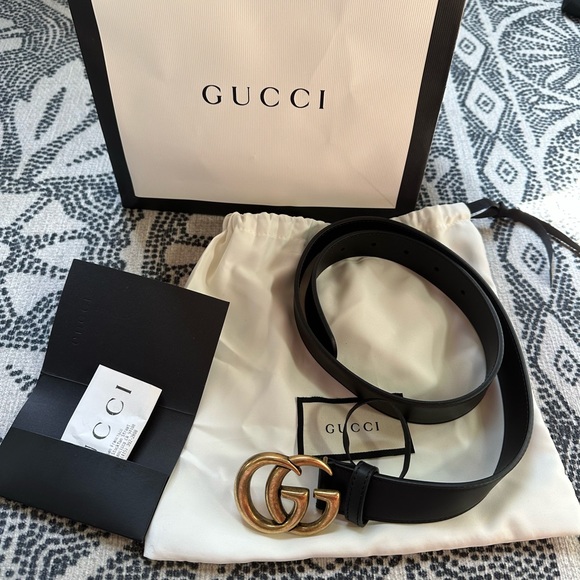 Gucci | Accessories | Gucci Inch Black Belt Authentic Wreceipt | Poshmark